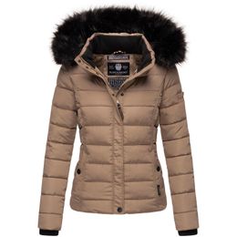 NAVAHOO Damen Steppjacke Hochwertige Winterjacke Mit Volumin&ouml;ser Kunstpelz-Kapuze Miamor