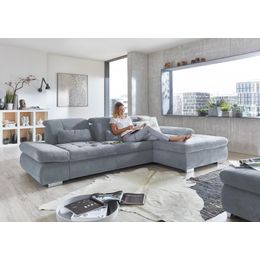 Ecksofa DIE PLANBAR, B:331cm H:84cm T:194cm, grau, 100% Polyester, Wohnzimmer, Sofas, "MP-IN17004 L-Form, Breite 331 cm, Federkern-Polsterung", inkl.
