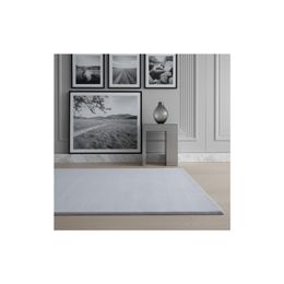 KADIMA DESIGN Kurzflorteppich Waschbar NECKAR, einfarbig, Silber, 160 x 230 cm
