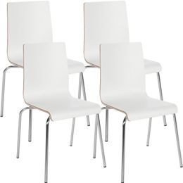 CLP Stuhl 4er Set stapelbar Gahanna, Stapelst&uuml;hle aus Formholz mit HPL-Laminat, Stahlgestell verchromt belastbar bis 150 kg, Esszimmer und B&uuml;ro