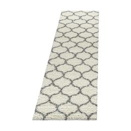 KADIMA DESIGN Hochflorteppich RONDA, im Skandi-Stil, Creme, 80 x 250 cm