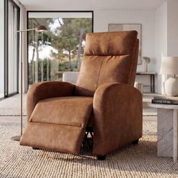 Fernsehsessel MCW-F76, Relaxsessel Sessel Liegesessel, Liegefunktion verstellbar Stoff/Textil ~ vintage Wildlederimitat