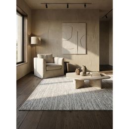 KADIMA DESIGN Kurzflorteppich AMMER, einfarbig, Creme, 120 x 170 cm