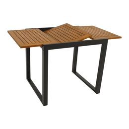 DEGAMO Balkon-Ausziehtisch RIVELLO 80/120x70cm, Aluminium anthrazit + Akazie ge&ouml;lt