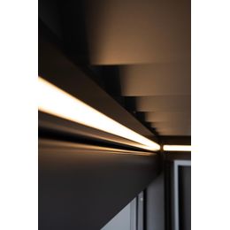LED Lichtleiste BioHort, B:1,7cm H:1,7cm T:700cm, schwarz, Leuchten, "f&uuml;r Pergola Gr. 3,5x3,5 / 4x3,5 / 4,5x3 warmwei&szlig;", 4-seitig umlaufende,
