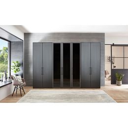 Dreht&uuml;renschrank Wiemann, B:344,2cm H:236cm T:58cm, grau, Floatglas, Holzwerkstoff, Schr&auml;nke, "Split", inkl. T&uuml;rend&auml;mpfung