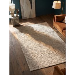 KADIMA DESIGN Flachgewebe-Teppich Ethno Creme 160x230 cm Ethno-Streifen