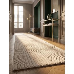 Flachgewebe-Teppich Hoch-Tief-B&ouml;gen Creme 80x250 cm Hoch-Tief B&ouml;gen