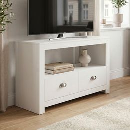 FineBuy Lowboard Wei&szlig; 85cm TV Board Schubladen Fernsehunterschrank Fernsehschrank Modern