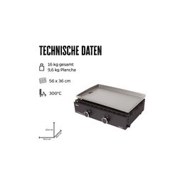 Grillf&uuml;rst Plancha Grill - 2 Brenner mit insgesamt 7 kW und Edelstahl Plancha