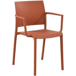 CLP Gartenstuhl stapelbar Valtor mit Armlehnen aus Kunststoff, wetterfest, ideal f&uuml;r Garten, Terrasse, Balkon und K&uuml;che, belastbar bis 150 kg