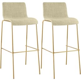 CLP Barhocker 2er Set mit Lehne Hover, Barstuhl stapelbar mit Stoffbezug, Metallgestell Goldoptik, Stapelstuhl bis 150 kg belastbar