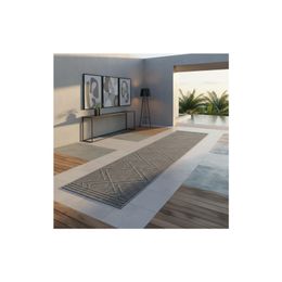 KADIMA DESIGN Outdoorteppich IMST, im Boho-Stil, aus Polypropylen, Grau, 80 x 250 cm