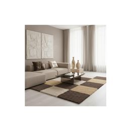 KADIMA DESIGN Hochflorteppich RHEIN, kariert, Mokka, 160 x 230 cm