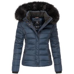 NAVAHOO Damen Steppjacke Hochwertige Winterjacke Mit Volumin&ouml;ser Kunstpelz-Kapuze Miamor