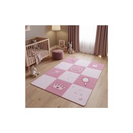 KADIMA DESIGN Kinderteppich TRAUN, mit Prinzessin-Motiv, Rosa, 120 x 170 cm