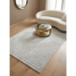 KADIMA DESIGN Kurzflorteppich ILLER, mit 3D-Design, Silber, 140 x 200 cm