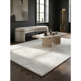 KADIMA DESIGN Teppich Kurzflor ILLER in Creme, mit 3D-Design, Florh&ouml;he 12 mm, 80 x 150 cm