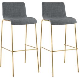 CLP Barhocker 2er Set mit Lehne Hover, Barstuhl stapelbar mit Stoffbezug, Metallgestell Goldoptik, Stapelstuhl bis 150 kg belastbar