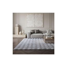 KADIMA DESIGN Hochflorteppich Waschbar NAUDERS, einfarbig, Silber, 140 x 200 cm