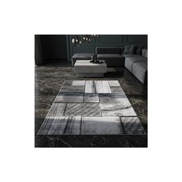 KADIMA DESIGN Kurzflorteppich DRAU, in 3D-Holzoptik, Schwarz, 160 x 230 cm