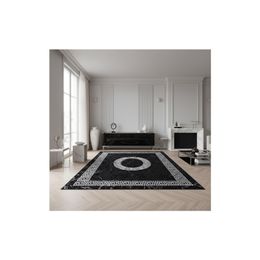 KADIMA DESIGN Kurzflorteppich INN, mit M&auml;ander-Muster, Schwarz, 140 x 200 cm