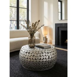 KADIMA DESIGN Couchtisch Rund 66x66x32 cm in Silber aus Metall im Modernen Design