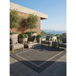KADIMA DESIGN Outdoorteppich ALSTER, einfarbig, Schwarz, 160 x 230 cm