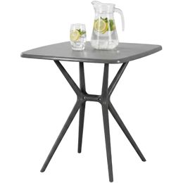 CLP Gartentisch wetterfest stabil Becky, Bistrotisch eckig 72x72 cm, Balkontisch Polypropylen UV-best&auml;ndig winterfest, Innen- und Au&szlig;enbereich