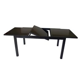 Ausziehtisch TORINO 150/210x90cm, Aluminium anthrazit + Glas schwarz