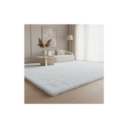 KADIMA DESIGN Hochflorteppich SPREE, einfarbig, Wei&szlig;, 80 x 150 cm