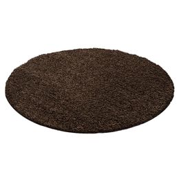 KADIMA DESIGN Teppich Hochflor RHEIN in Braun, einfarbig, &Oslash; 160 cm