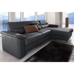 Sit & More Ecksofa SIT & MORE, B:251cm H:85cm T:165cm, schwarz, NaturLEDER (echtes Rindsleder), Korpus in Kunstleder SOFTLUX;Luxus-Microfaser (100%
