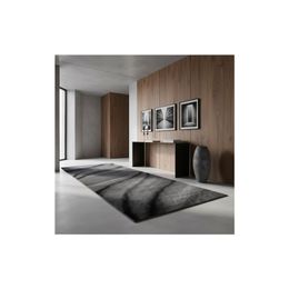 KADIMA DESIGN Teppich Kurzflor ASPEN in Schwarz, mit abstraktem Wellenmuster, 80 x 300 cm