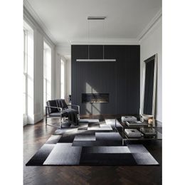 KADIMA DESIGN Kurzflorteppich ASPEN, abstrakt kariert, Schwarz, 240 x 340 cm