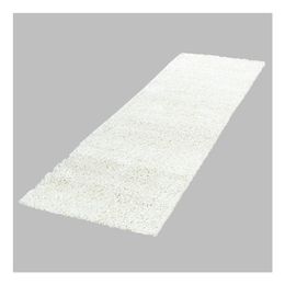 KADIMA DESIGN Hochflorteppich RHEIN, einfarbig, Creme, 80 x 250 cm