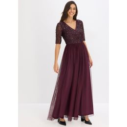 bonprix Abendkleid aus zartem T&uuml;ll mit Paillettenstickerei, rot, Gr.48, Elegantes Kleid aus T&uuml;ll mit bezaubernder Paillettenstickerei im Oberteil