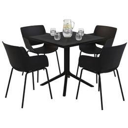 CLP Gartenm&ouml;bel-Set wetterfest Lirra, mit 4 St&uuml;hlen, quadratischem Tisch, 5-teilige Sitzgruppe f&uuml;r Garten, Terrasse und Balkon