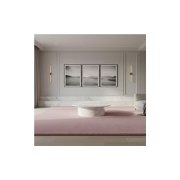 KADIMA DESIGN Teppich Kurzflor Waschbar NECKAR in Rosa, einfarbig, 80 x 150 cm