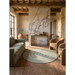 KADIMA DESIGN Flachgewebe-Teppich Pflegeleicht Gr&uuml;n 120x120 cm - BORNO Kadima