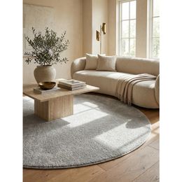 KADIMA DESIGN Teppich Kurzflor MAIN in Creme, einfarbig, &Oslash; 200 cm