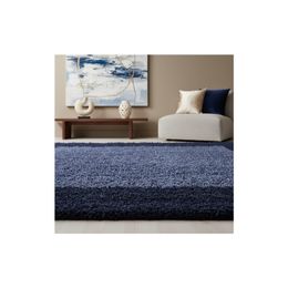KADIMA DESIGN Hochflorteppich RHEIN, mit Bord&uuml;re, Marineblau, 100 x 200 cm