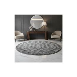 KADIMA DESIGN Teppich Hochflor TALFER in Grau, geometrisch, &Oslash; 200 cm