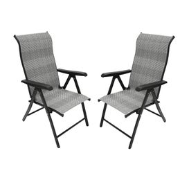 DEGAMO Klappsessel ANTIBES Hochlehner, Metall + Polyrattan grau, klappbar, 2 St&uuml;ck
