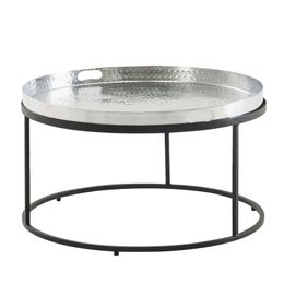 Couchtisch FineBuy Sofatisch Metall Hammerschlag &Oslash; 62 cm Wohnzimmertisch Tisch