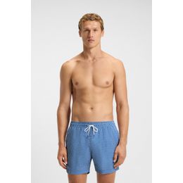 BOSS Herren Badeshorts "Vibe", blau, Gr. XXL, Microfaser, Obermaterial: 100% Polyester, Badehosen, mit Allover-Druck