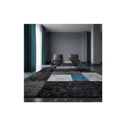 KADIMA DESIGN Kurzflorteppich LATEMAR, kariert, T&uuml;rkis, 80 x 150 cm