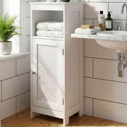 FineBuy Badschrank Wei&szlig; Badezimmerschrank T&uuml;r & Ablage Badezimmerregal Regal f&uuml;r Bad