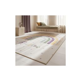KADIMA DESIGN Spielteppich TRAUN in Creme, mit Regenbogen-Motiv, 140 x 200 cm