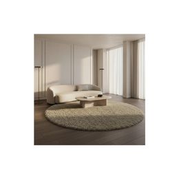 KADIMA DESIGN Teppich Hochflor SPREE in Natur, einfarbig, &Oslash; 120 cm